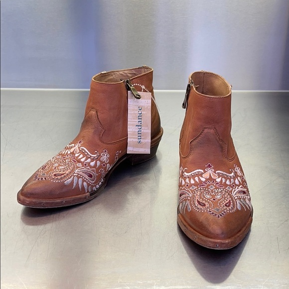 Sundance | Shoes | Embroidered Studded Distressed Leather Boots From ...
